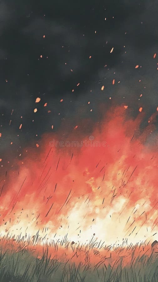 A Dramatic Depiction of Flames Rising Against a Dark Sky, Suggesting ...