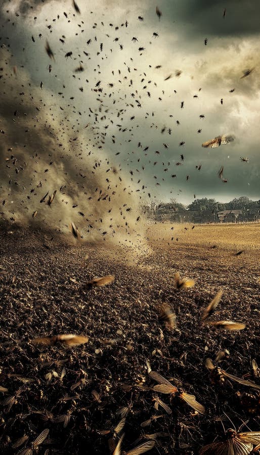 Dramatic Depiction of a Locust Invasion Highlighting the Massive Swarm ...