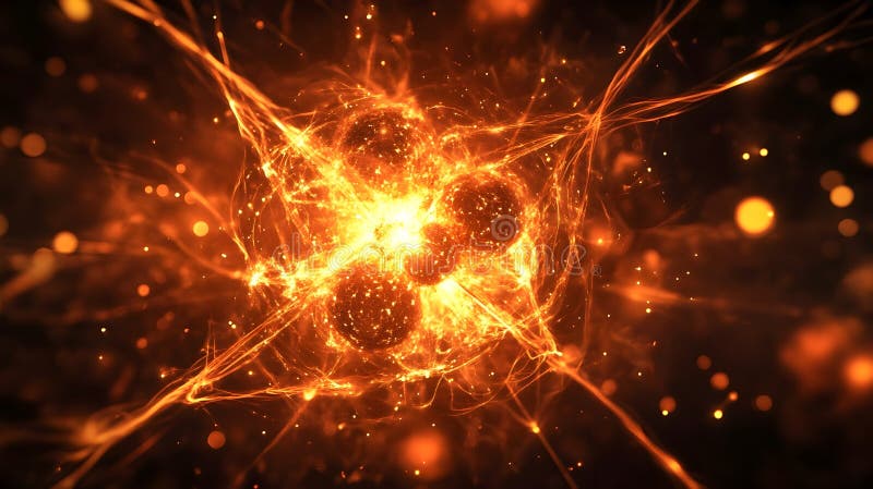 Dramatic Depiction of Nuclear Fission Atomic Particle Explosion Process ...