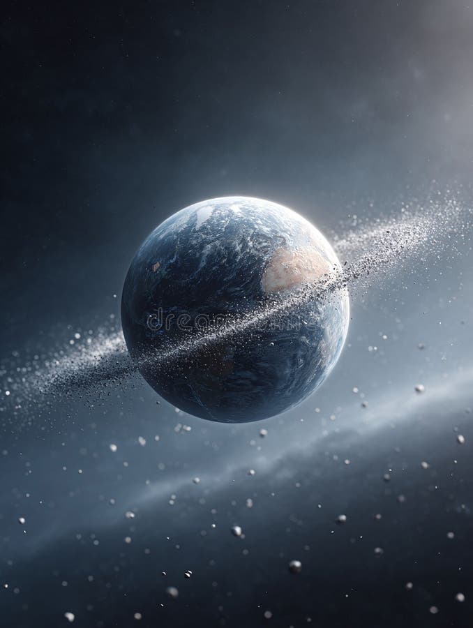 Dramatic Depiction of a Planet with a Debris Ring, Set Against a Cosmic ...