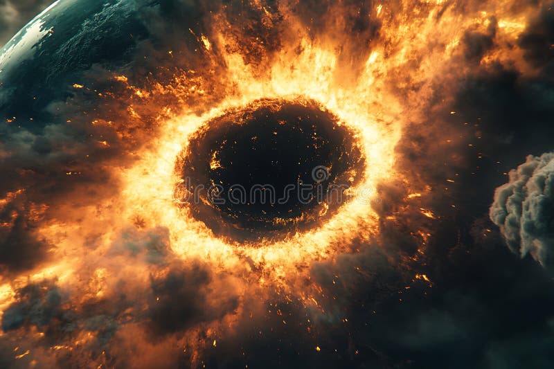Fiery Planet Explosion Apocalyptic Ring of Fire Cosmic Event Digital ...