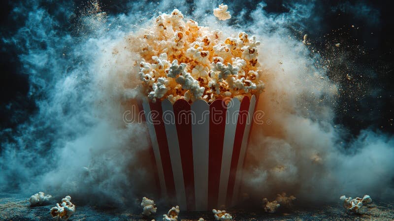 Exploding Popcorn in Dramatic Smoky Environment Stock Photo - Image of ...