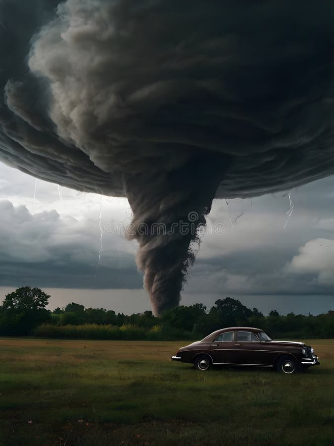 Dramatic Depiction of Storm Cloud Explosion, Hurricane Force, Thunder ...