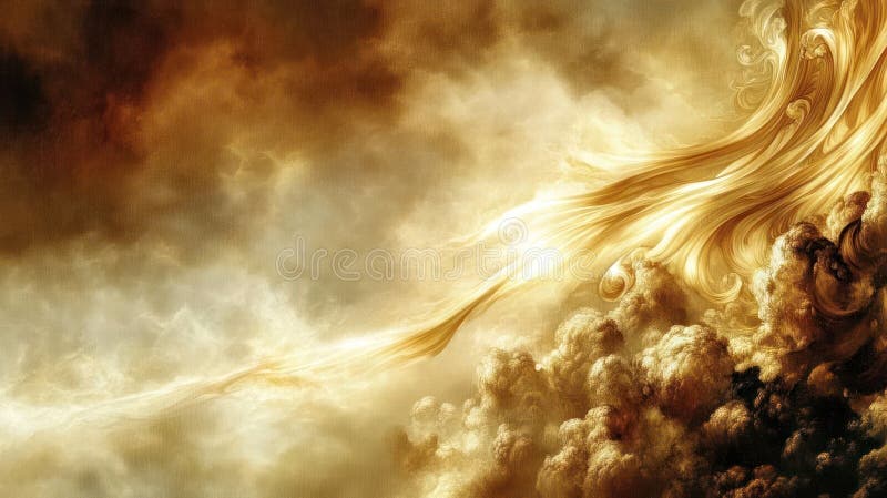 A Dramatic Depiction of Swirling Clouds and Golden Light, Evoking a ...