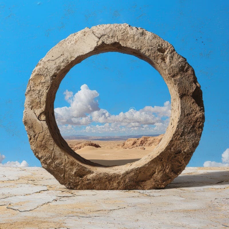 Dramatic Desert Landscape Framed by Natural Stone Arch Stock ...