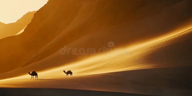 A Dramatic Desert Landscape with Massive Sand Dunes Rippling in the ...