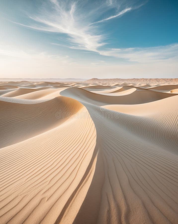 Dramatic Desert Landscape with Rippling Sand Formations Stock Photo ...