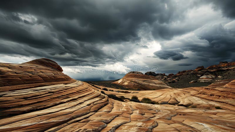 Dramatic Desert Landscape with Stormy Skies Stock Footage - Video of ...