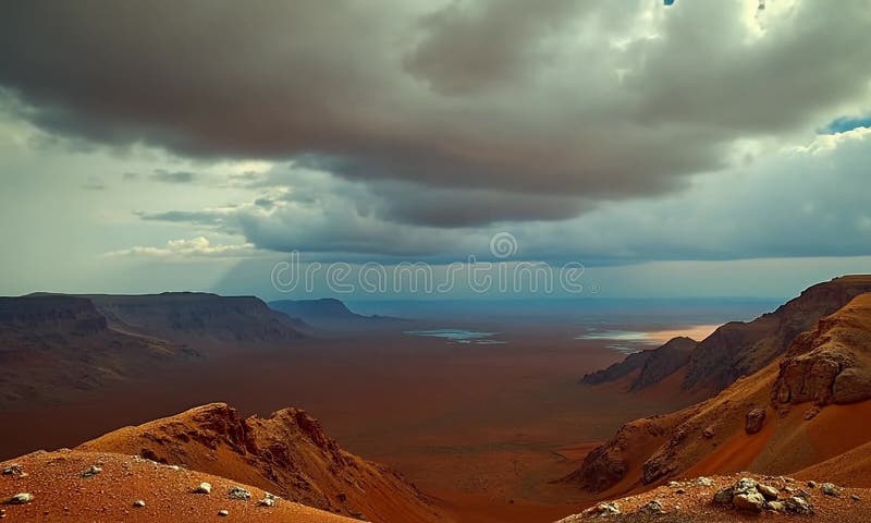 Dramatic Desert Landscape Under a Stormy Sky Stock Video - Video of ...