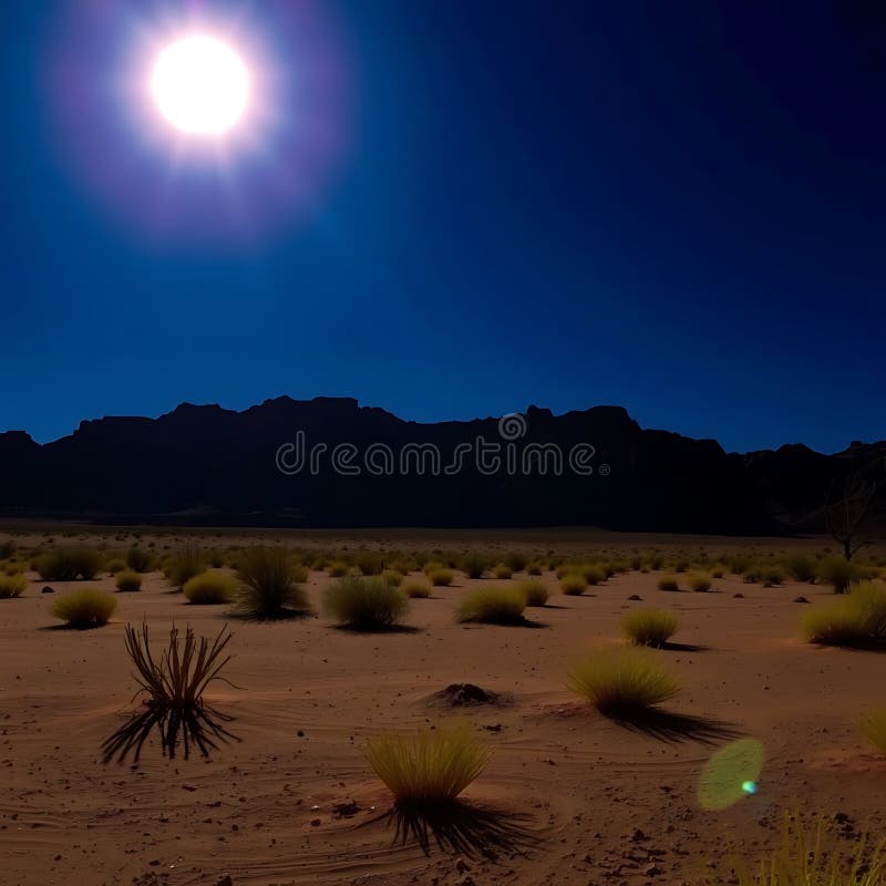 A Dramatic Desert Mesa Glowing Red Under the Bright Light of a Setting ...