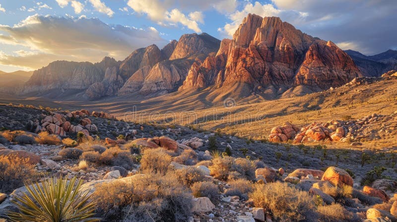 Dramatic Desert Mountain Landscape Sunset and Sunrise Illuminating ...