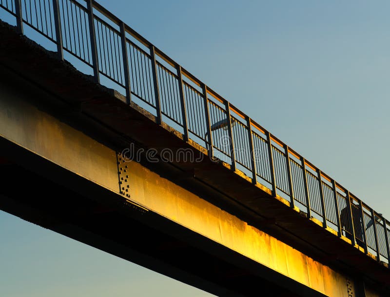 Dramatic Diagonal Bridge during Sunset Background Stock Image - Image ...