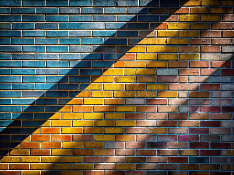 Dramatic Diagonal Shadow Play on a Textured Brick Wall a Double ...