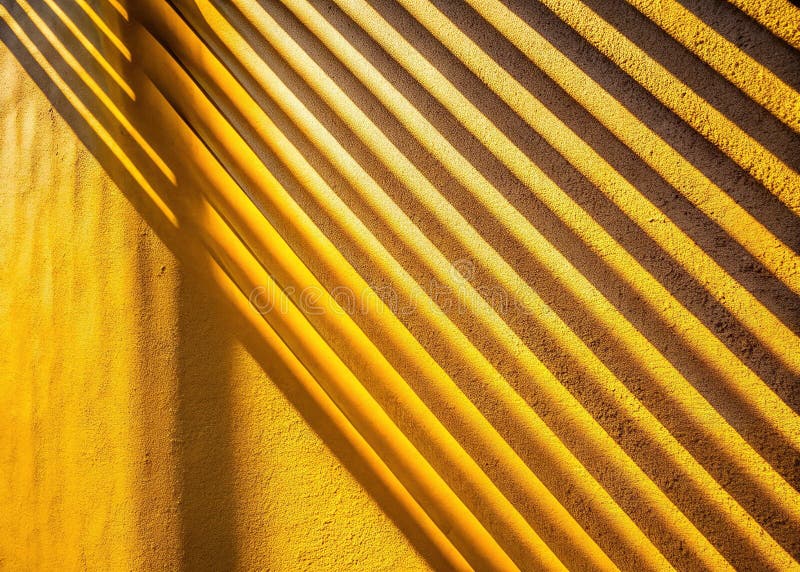 Dramatic Diagonal Sunlight Creates Long Shadows on a Vibrant Yellow ...
