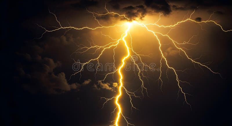 Dramatic Digital Artwork of a Lightning Strike Against a Dark, Stormy ...