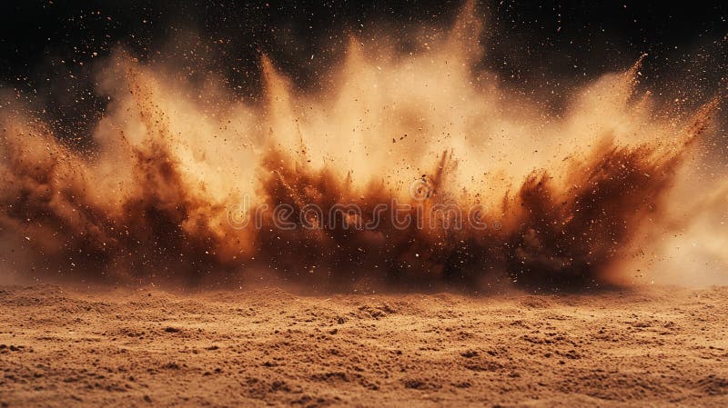 Dramatic Dirt Explosion Brown Dust Cloud Soil Texture Background Stock ...