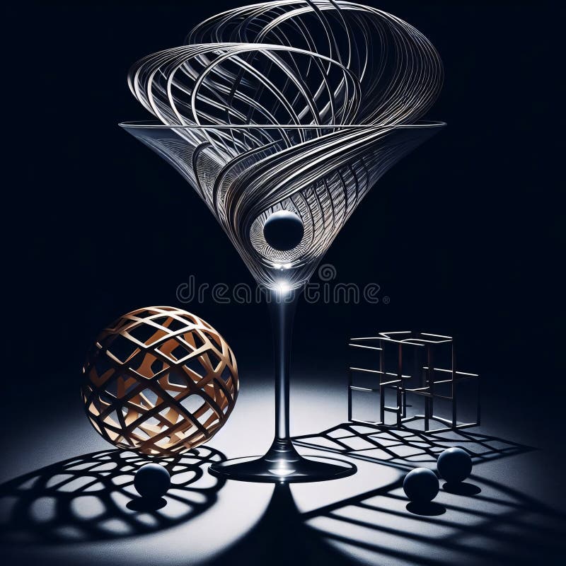 Dramatic Display of Elegant Spiral Structures in Martini Glass Stock ...