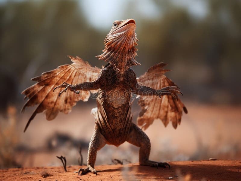 The Dramatic Display of the Frilled Lizard in Outback Stock ...