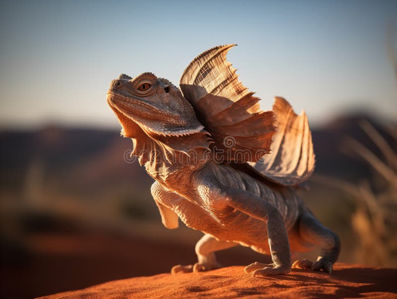 The Dramatic Display of the Frilled Lizard in Outback Stock ...