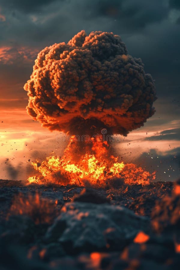 A Dramatic Display of a Large Explosion of Smoke and Fire in the Sky ...