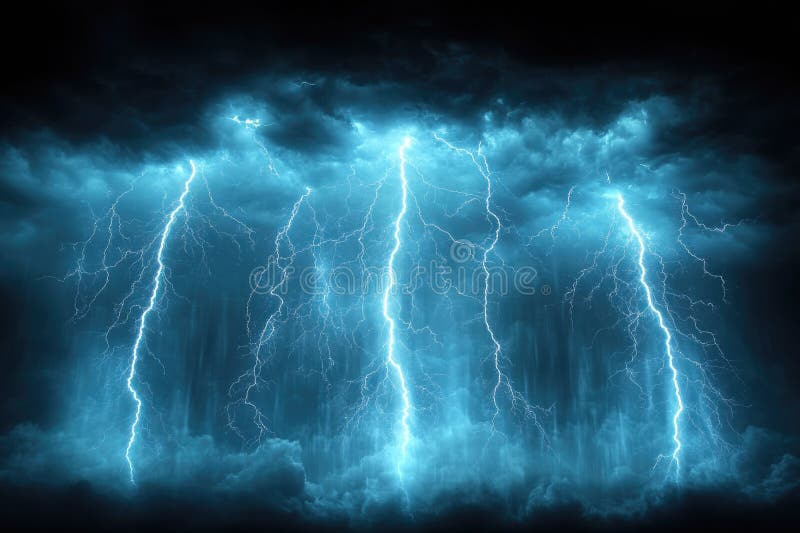 A Dramatic Display of Lightning Illuminates the Dark Sky Stock Photo ...