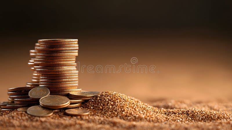 A Dramatic Display of Overturned Coin Stacks Scattered Across a Dusty ...