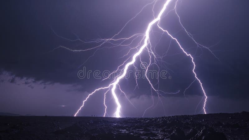 Dramatic Display of Powerful Electric Lightning Strikes Illuminating ...