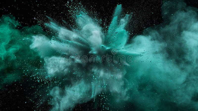 Abstract Turquoise Powder Explosion on Black Background Stock ...