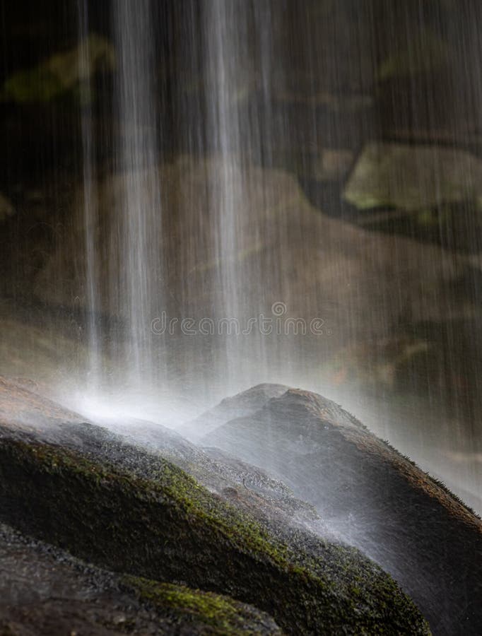 Dramatic Display of Water Hitting Rocks in Forest Stock Photo - Image ...
