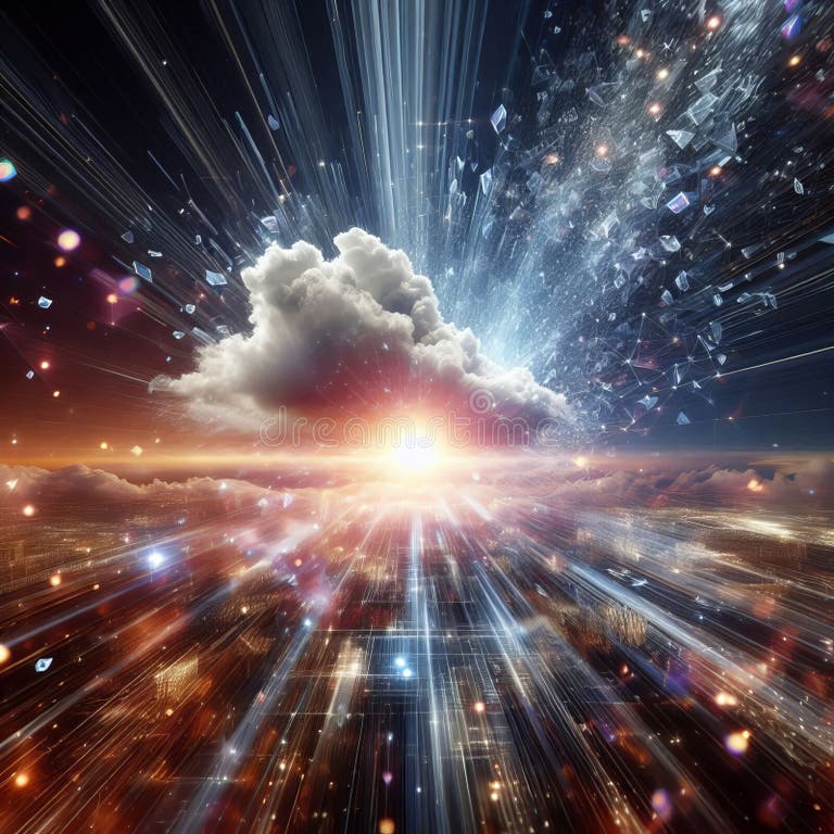 A Dramatic Display Where Virtual Clouds Burst Open in a Flurry Stock ...