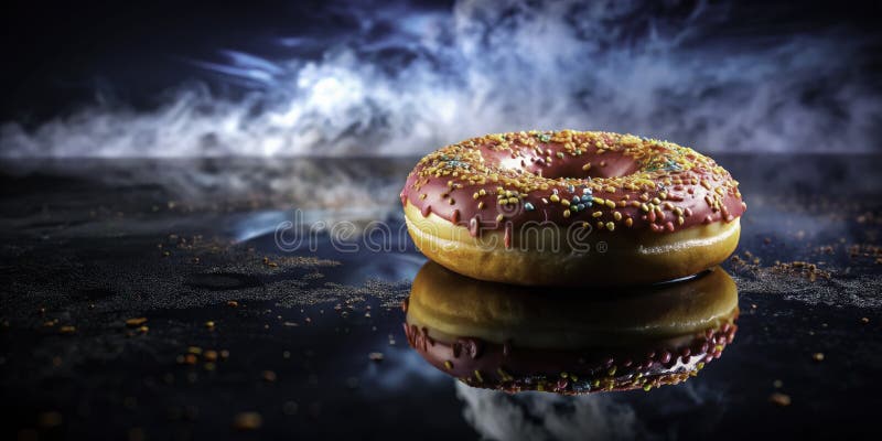 A Dramatic Donut Portrait Against a Black Background FastMoving Clouds ...