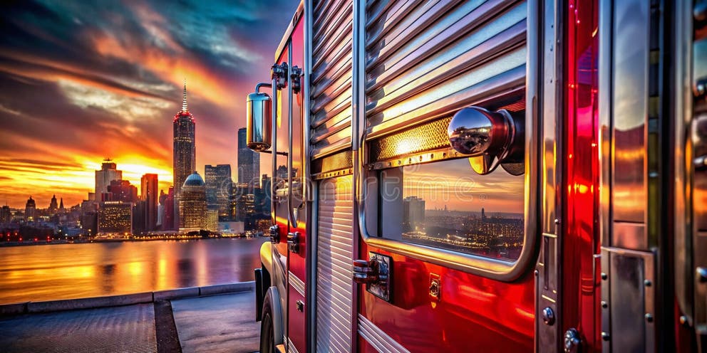 Dramatic Double Exposure of a Fire Engine RollUp Door a Striking Visual ...