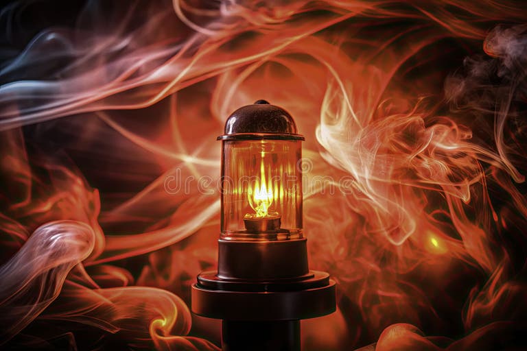 Dramatic Double Exposure of a Pulsating Red Emergency Light a Powerful ...