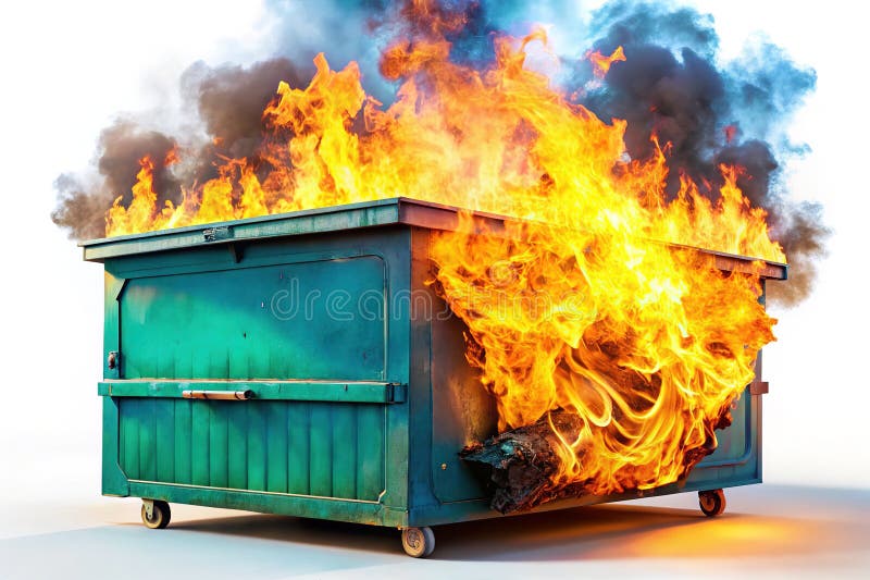 Dramatic Dumpster Fire Isolated on White Background a Realistic ...