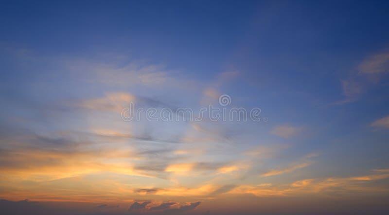 Dramatic Dusk Sky Background in the Evening with Majestic Yellow ...