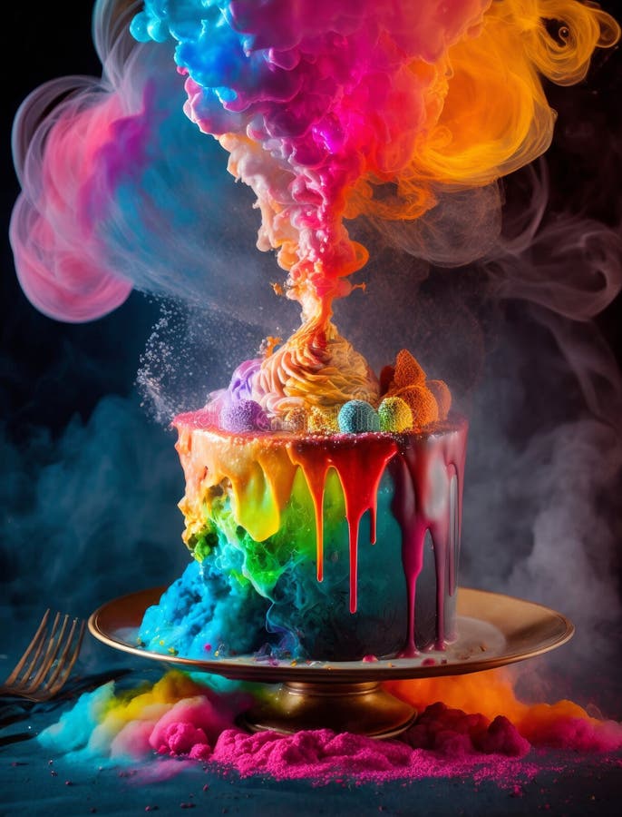 Dramatic Dynamic Food Photography Bizarre Cake Generative AI Stock ...