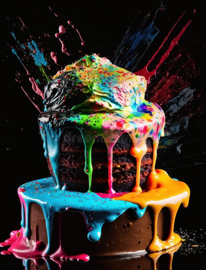 Dramatic Dynamic Food Photography Bizarre Colorful Cupcake Generative ...