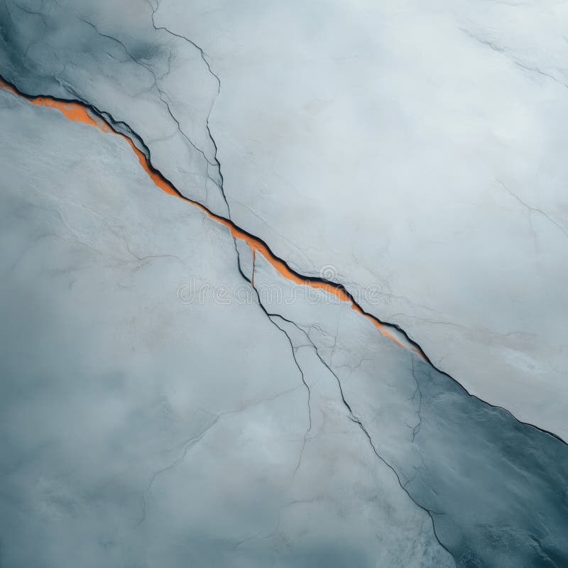 Natural Earth Fracture with Orange Lava Rivers and Cracked Surface ...