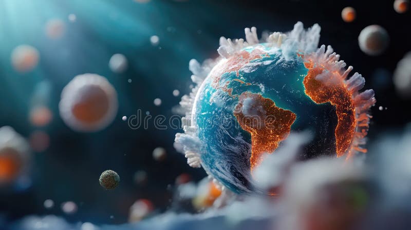 Dramatic Earth with Glowing Continents and Surreal Clouds in Space ...