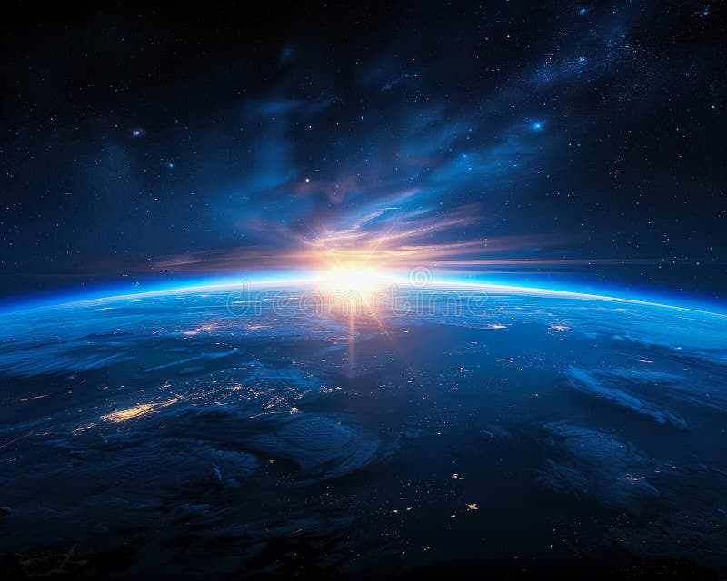 Dramatic Earth space view stock illustration. Illustration of view ...