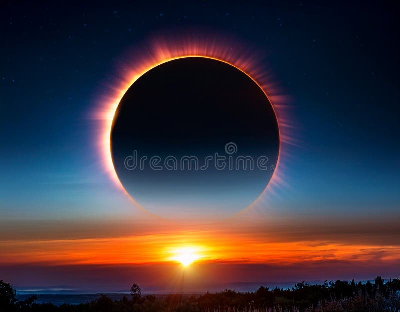 A Dramatic Eclipse Shadow Casting Over the Sky with a Glowing Solar ...