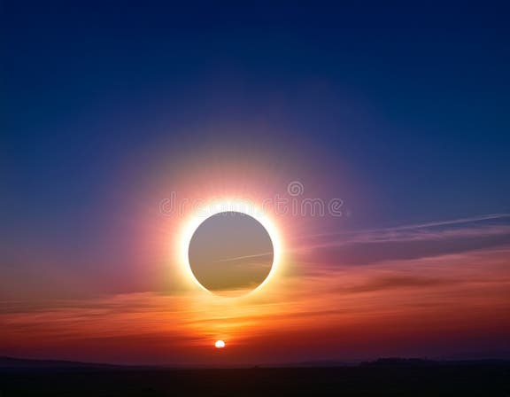 A Dramatic Eclipse Shadow Casting Over the Sky with a Glowing Solar ...