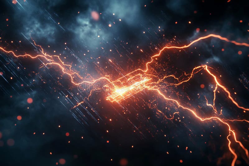 Dramatic Electric Lightning between Clouds in Dark Sky Background Stock ...