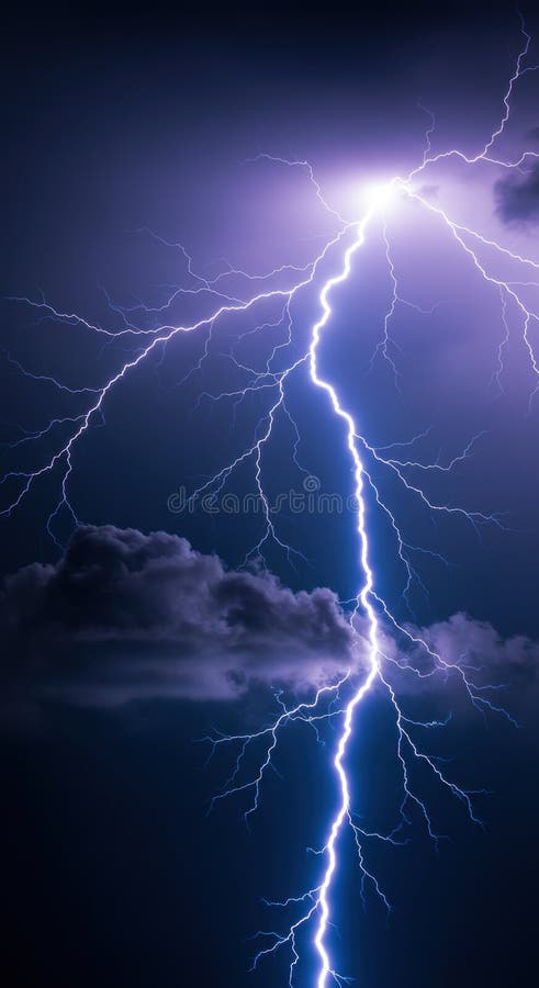 Dramatic Electrical Storm Featuring a Large, Bright Lightning Bolt ...
