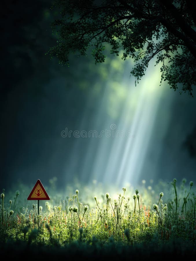 Dramatic Emergence of Biohazard Sign from Illuminated Bacteria Field in ...