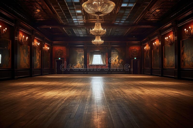 Dramatic Empty Dance Floor in Sophisticated Ballroom Stock Illustration ...