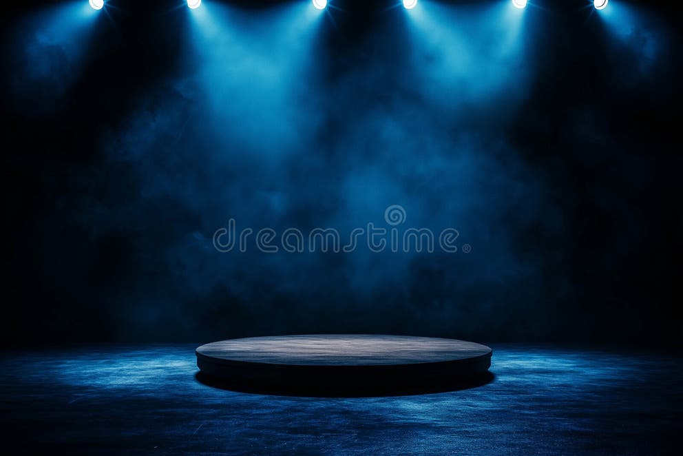 Dramatic Empty Stage with Spotlights Illuminating Circular Platform ...