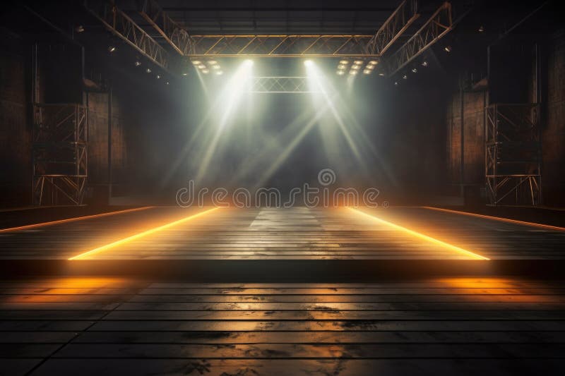 Dramatic Empty Stage with Stairs and Spotlights Stock Illustration ...