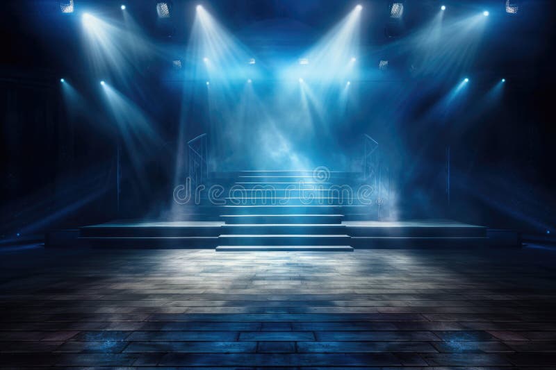 Dramatic Empty Stage with Stairs and Spotlights Stock Illustration ...