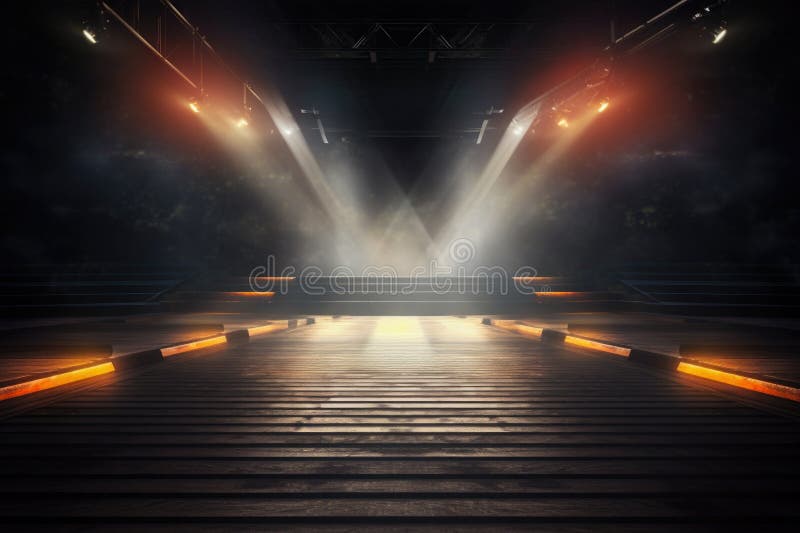 Dramatic Empty Stage with Stairs and Spotlights Stock Illustration ...